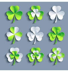 St patricks day card green 3d leaf clover Vector Image