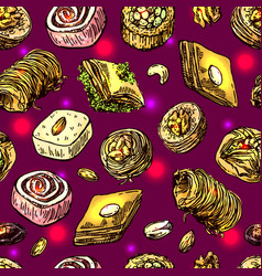 Turkish sweets isolated on white Royalty Free Vector Image