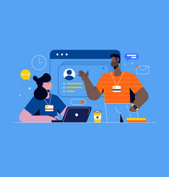 Flat design line concept banner career and team Vector Image