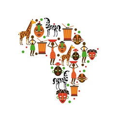 African animals with panda bear and lion Vector Image