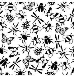 Insects sketch seamless pattern monochrome Vector Image