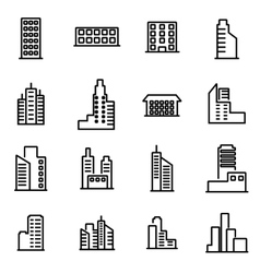 Buildings flat icons set Royalty Free Vector Image