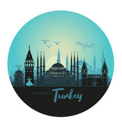 Landscape turkish city istanbul Royalty Free Vector Image