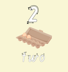 How to write number two worksheet Royalty Free Vector Image