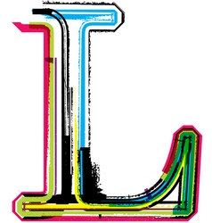 Grunge colorful font letter c Royalty Free Vector Image