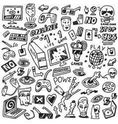 Computer games - doodles set Royalty Free Vector Image