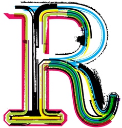 Grunge colorful font letter c Royalty Free Vector Image