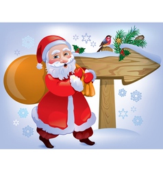 Santa claus and road signs Royalty Free Vector Image
