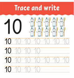Trace and write numbers handwriting practice Vector Image