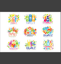 Family colorful labels original design set Vector Image