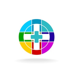 Medical cross colorful particles science digital Vector Image
