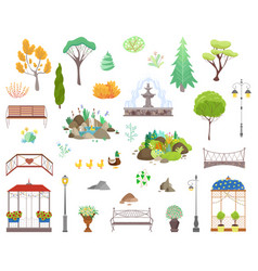 Water fountain in a park hand drawing park alley Vector Image