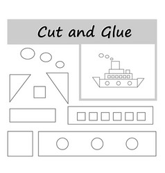 Diy worksheet color cut and glue Royalty Free Vector Image