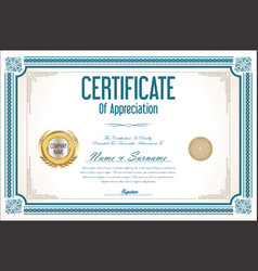 Certificate retro design template 4 Royalty Free Vector