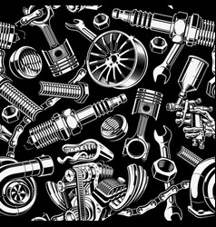 Spare parts of car and auto seamless pattern Vector Image