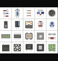Big set of isometric electronic components Vector Image