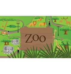 Animal cartoon and blank sign Royalty Free Vector Image
