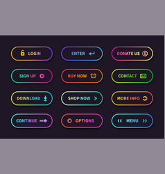 Gradient action buttons flat web submit form Vector Image