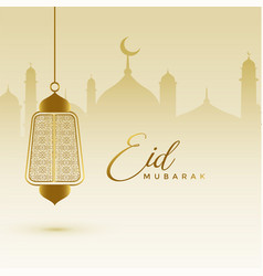 Awesome eid festival card with hanging lamp Vector Image