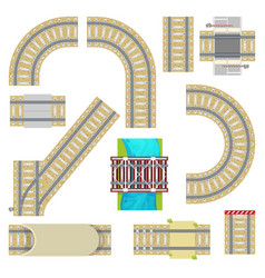Railroad tracks subway stations map top view Vector Image