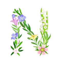 Capital alphabetical character with hibiscus Vector Image