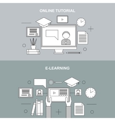 School online e-learning objects background Vector Image