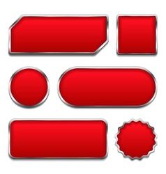 Game ui square buttons metal steel wooden Vector Image