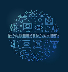 Machine learning round flat concept Royalty Free Vector
