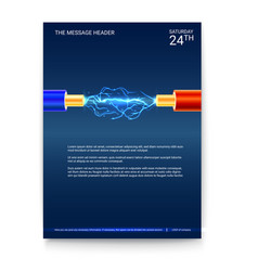 Poster design electric cable with sparks copper Vector Image