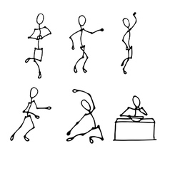 Person flying kite cartoon stick figure Royalty Free Vector