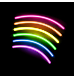 Rainbow with clouds neon label Royalty Free Vector Image