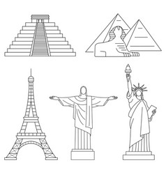 World landmarks eiffel tower statue liberty Vector Image