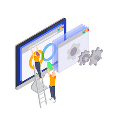 Kids coding at computers cartoon character Vector Image