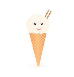 Cute cartoon ice cream cone ball vanilla Vector Image