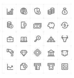 Money and payment icons set in thin line Vector Image