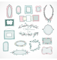 Black hand drawn doodle borders and frames Vector Image