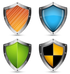 Shield icons protect guard defense badges glossy Vector Image