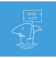 Save sharks card Royalty Free Vector Image - VectorStock