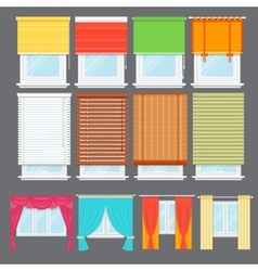 Collection various window treatments curtains Vector Image