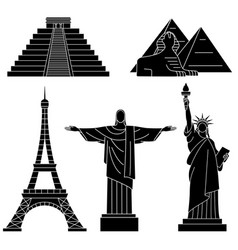 World landmarks eiffel tower statue of liberty Vector Image