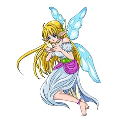 Fairy floats on a boat Royalty Free Vector Image