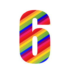 6 number rainbow style numeral digit colorful Vector Image