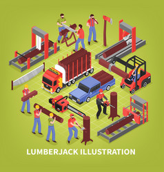 Isometric woodworking horizontal infographics Vector Image