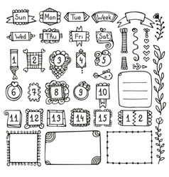 Bullet journal hand drawn elements Royalty Free Vector Image