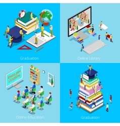 School education isometric 3d set Royalty Free Vector Image