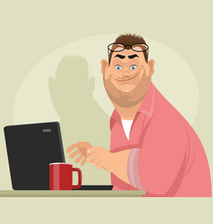 Fat male programmer Royalty Free Vector Image - VectorStock