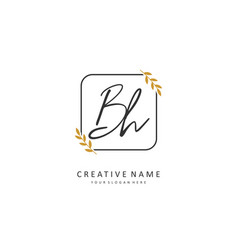 B h bh initial letter handwriting and signature Vector Image