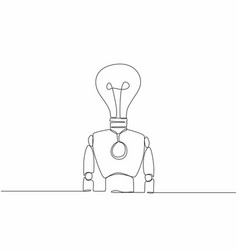Single one line drawing of walking robot carries Vector Image