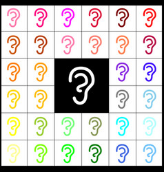 Human ear sign black dotted icon on white Vector Image