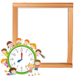 Children holding clock on white background Vector Image